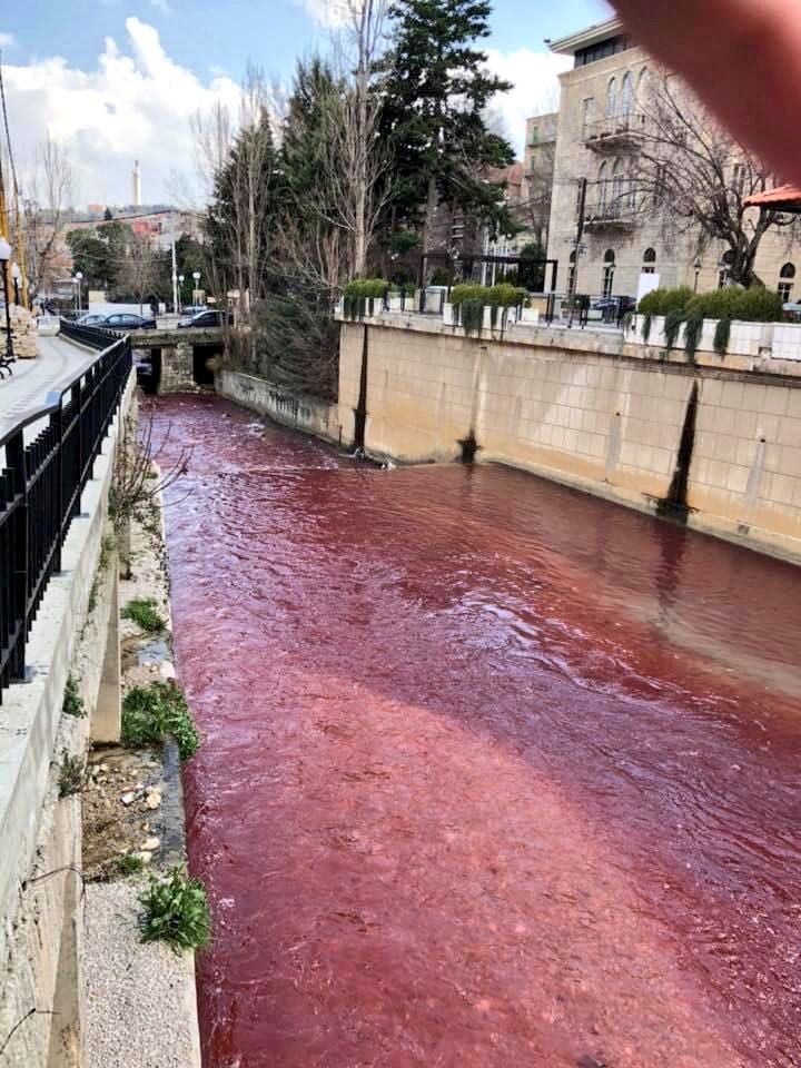 [PHOTOS] Zahle’s Berdawni River turns red - Lebanon News