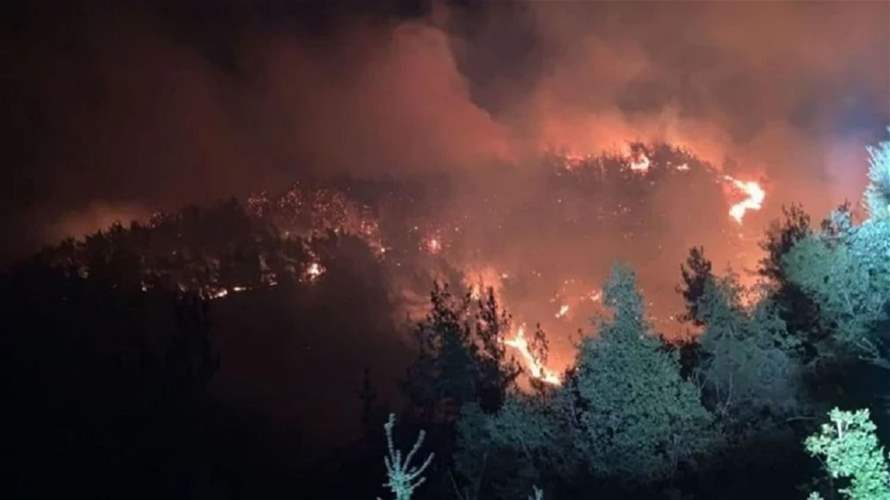 A large forest fire under control in Btormaz, Northern Lebanon ...