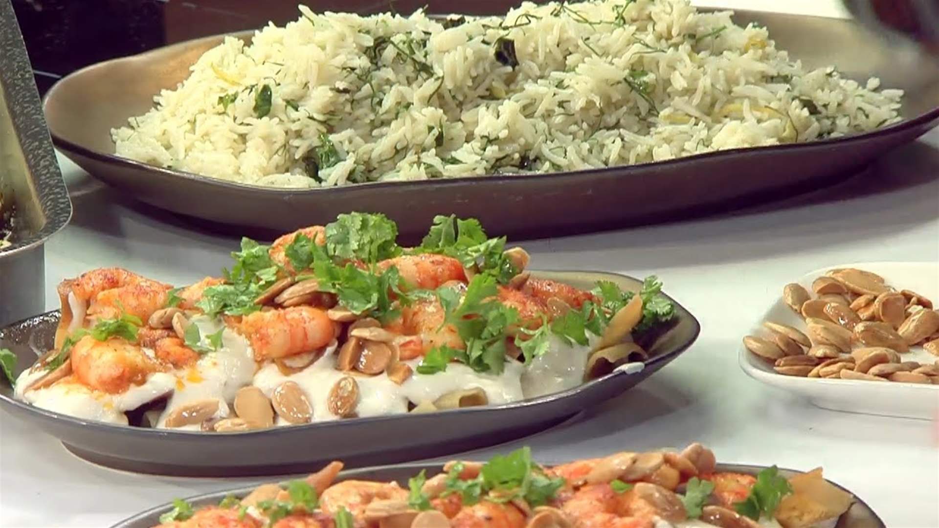 Fish escalope with rice and herbs and Shrimp fatteh - Kitchen, Variety